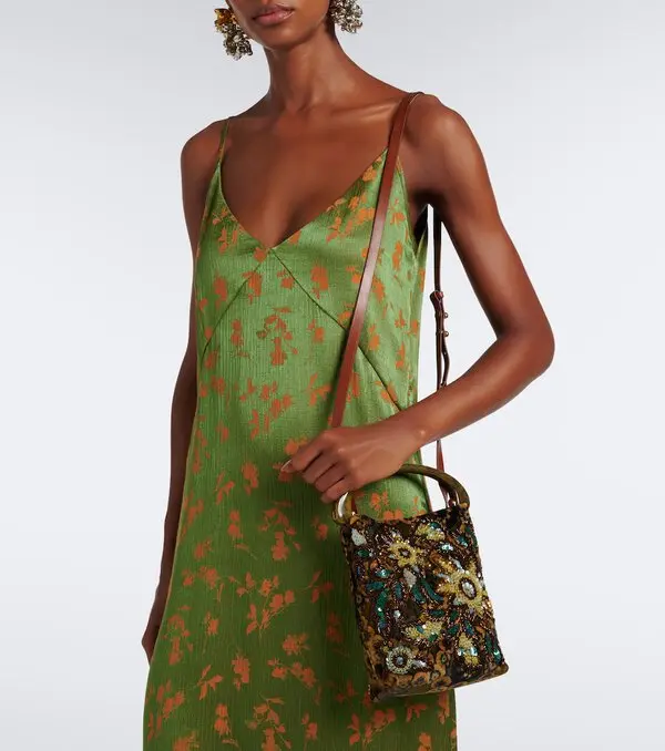 Dries Van Noten Embellished Floral Jacquard Top-handle Bag
