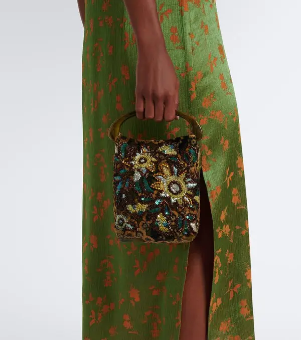 Dries Van Noten Embellished Floral Jacquard Top-handle Bag