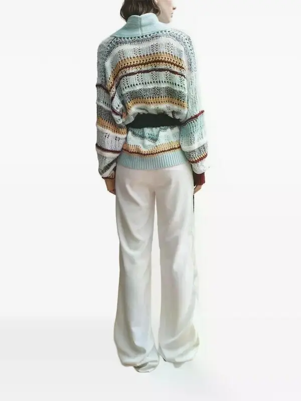 Hellessy Dax Belted Stripe-knit Cardigan