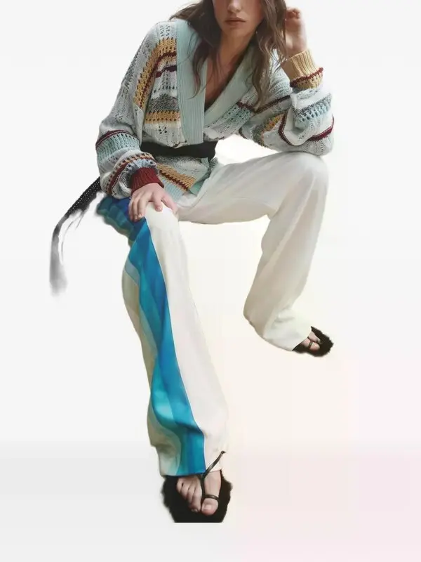 Hellessy Dax Belted Stripe-knit Cardigan