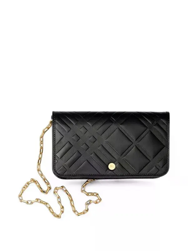 Burberry Embossed Check Chain Strap Wallet