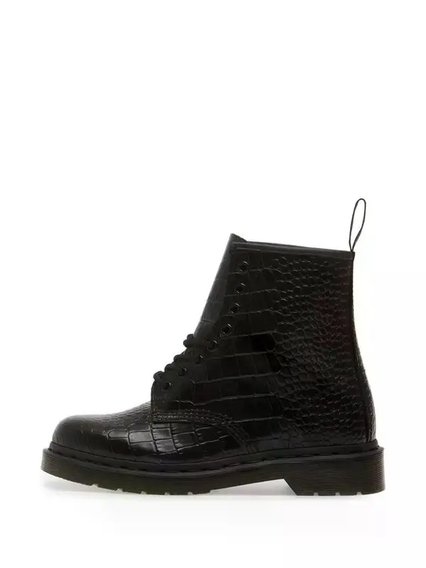 Dr. Martens 1460 Croc Effect Lace Up Ankle Boots - Black