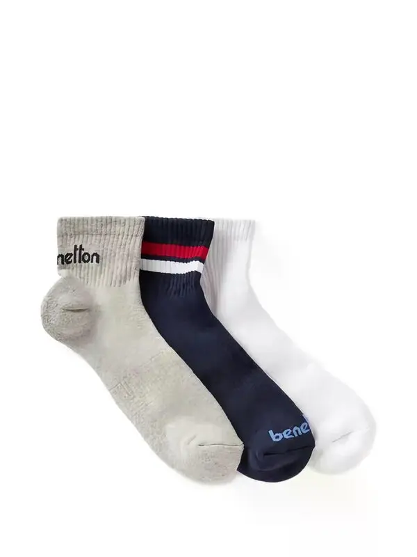 BENETTON Logo-knit Three-pack Socks