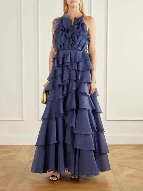 Aje Cleo Ruffled Tiered Organza Gown