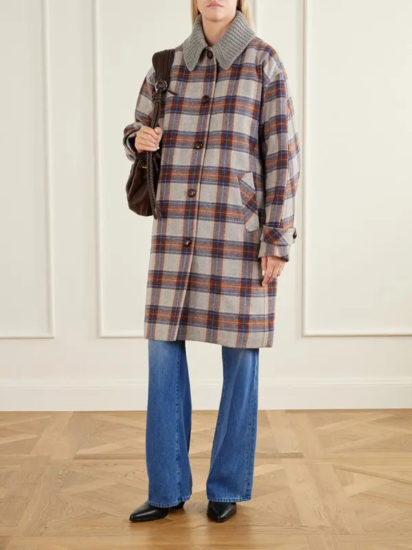 Veronica Beard Laurent Checked Wool-blend Twill Coat