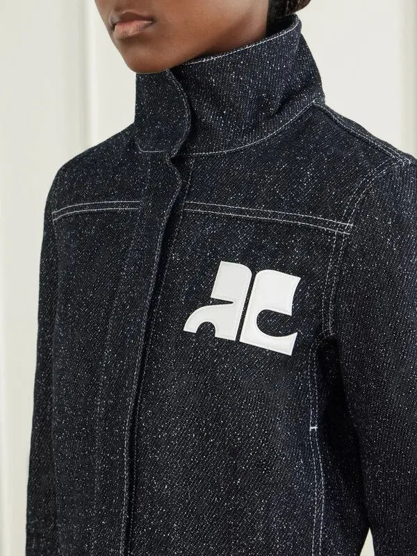 COURREGES Logo-embellished Denim-tweed Jacket