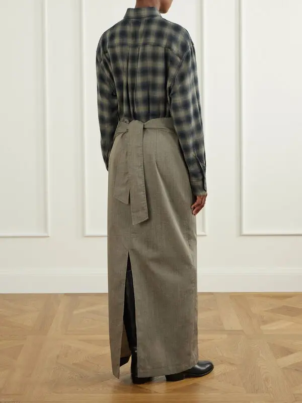 Our Legacy Checked Cotton And Wool-blend Wrap Maxi Dress