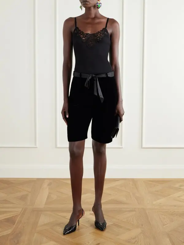 Saint Laurent Folie 75 Gathered Snake-effect Trimmed Leather Slingback Pumps