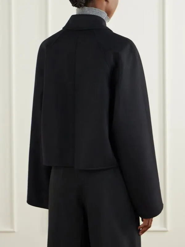 Another Tomorrow Virgin Wool Cropped Jacket
