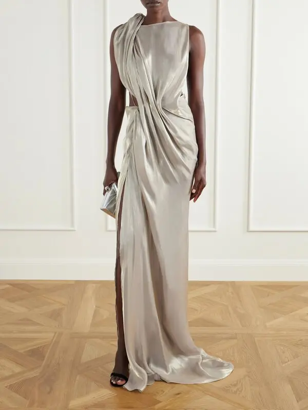 Maticevski Draped Metallic-satin Gown