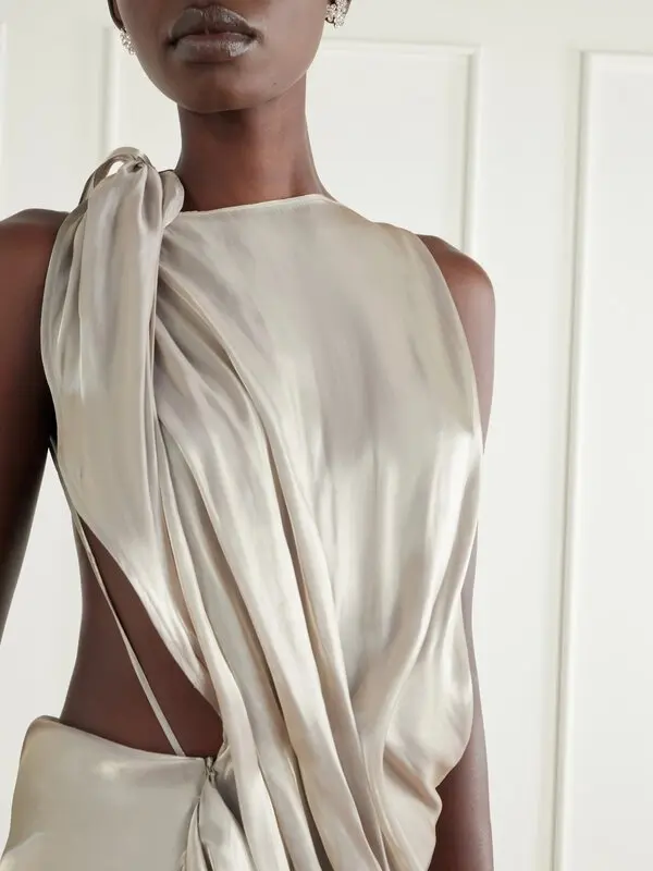 Maticevski Draped Metallic-satin Gown