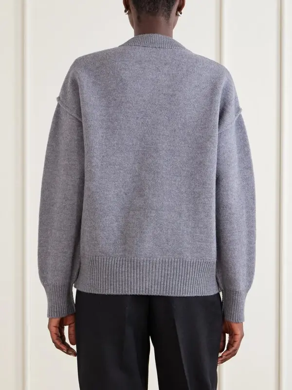 AMI Paris Intarsia Wool Cardigan