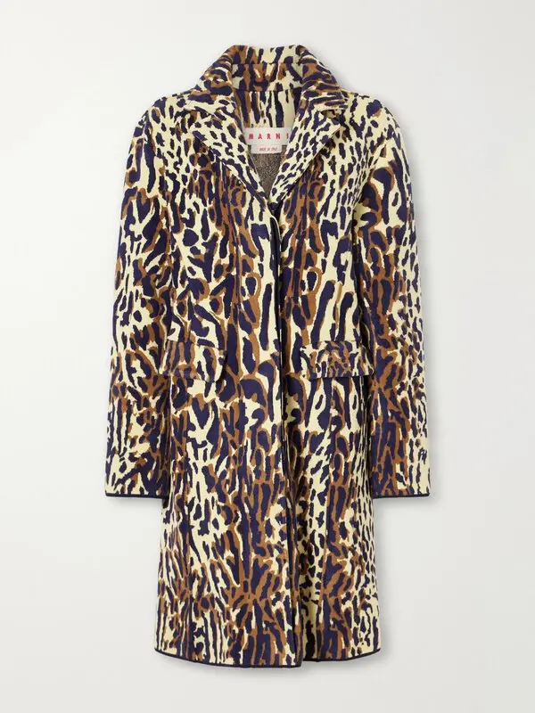 Marni Leopard-jacquard Virgin Wool Coat