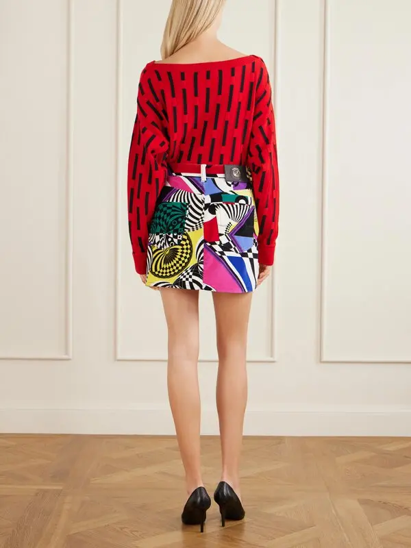 Versace Teatro' Print Cotton-velvet Mini Skirt