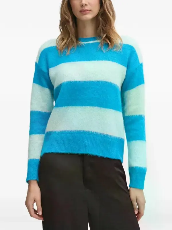 BENETTON Striped Brushed-knit Sweater - Blue