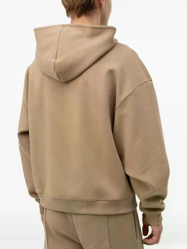 Hugo Zipper-neck Hoodie In A Structured Cotton Blend