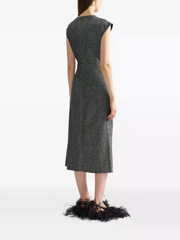 Erdem Herringbone Draped Midi Dress