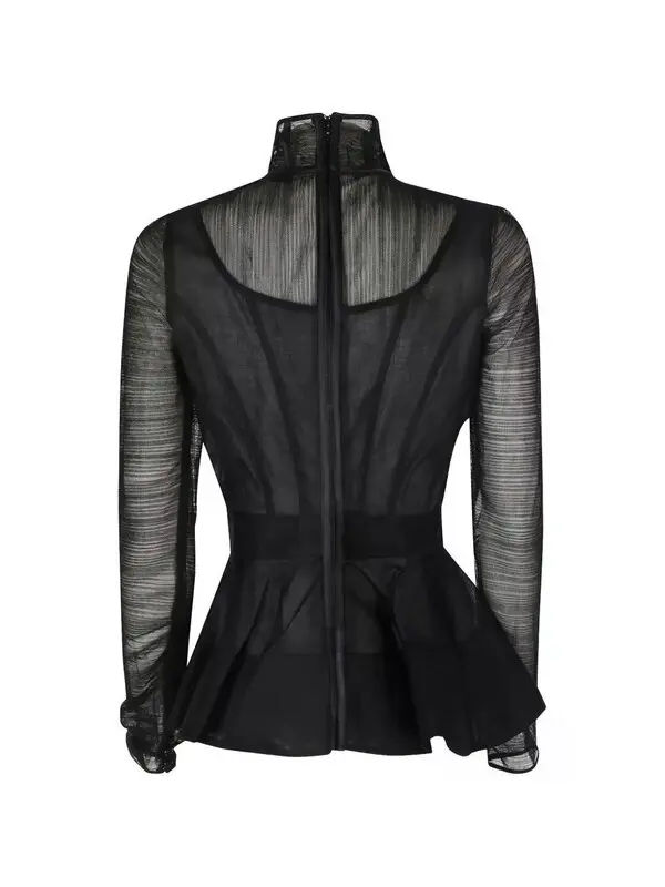 Elisabetta Franchi Sheer-panel Peplum Top - Black