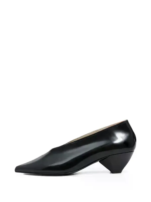 Bimba Y Lola Leather Mid-heel Court Shoes - Black