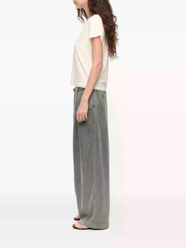 Bimba Y Lola Washed Gray Fluid Denim Trousers With Belt