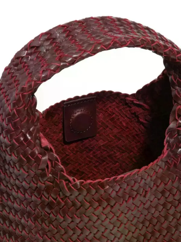Bimba Y Lola Small Burgundy Plaited Leather Paper Bag