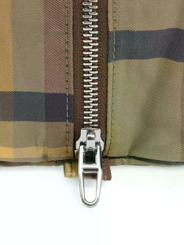 Bimba Y Lola Small Khaki And Garnet Tartan Jacquard Make-up Case
