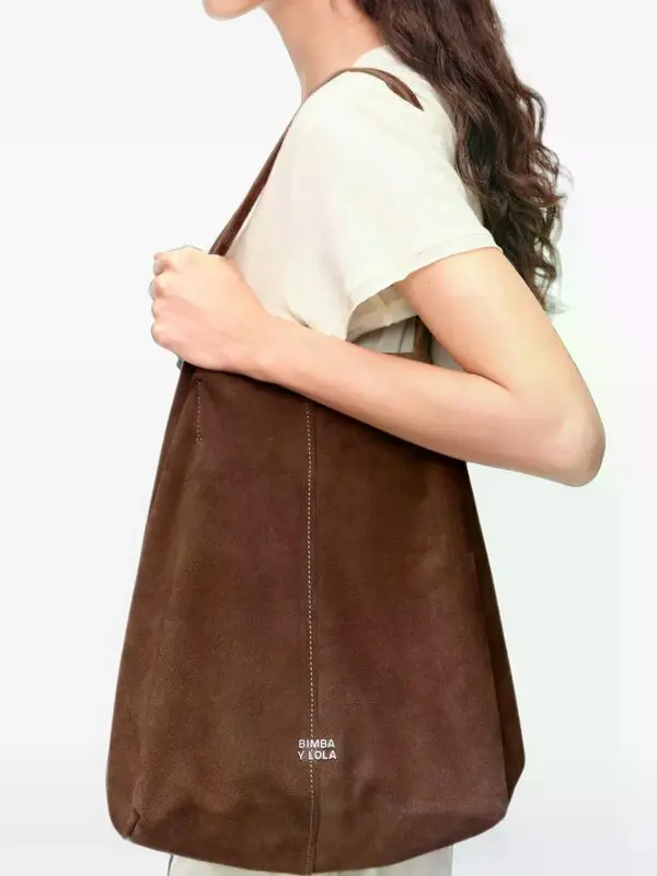 Bimba Y Lola Coffee Suede Maxi Shopper Bag
