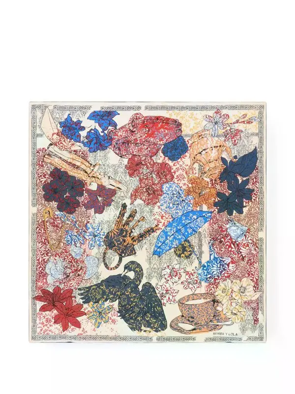 Bimba Y Lola Sand Arabesque Print Scarf