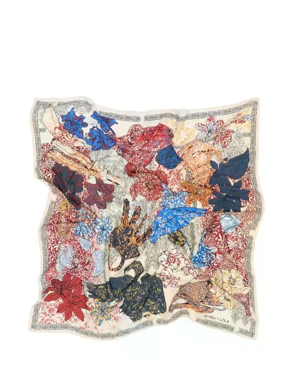 Bimba Y Lola Sand Arabesque Print Scarf - Neutrals