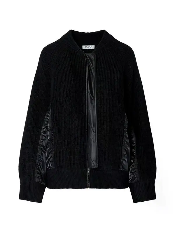 Liu Jo Knit Bomber With Nylon Inserts - Black