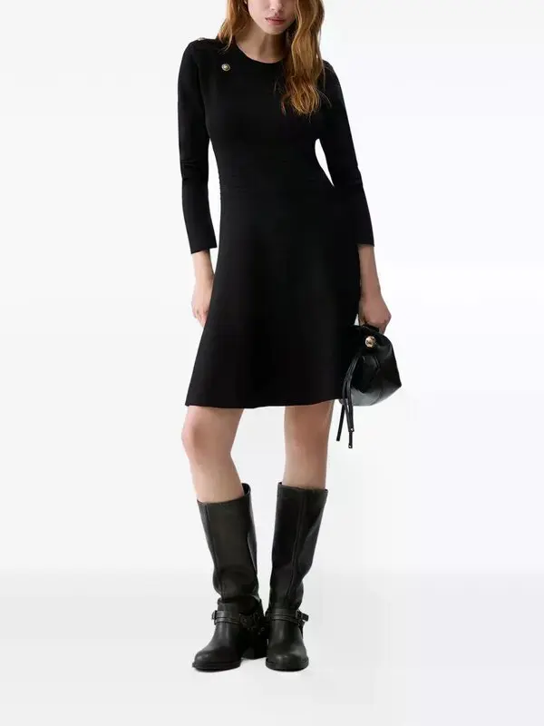 Liu Jo Knit Fit & Flare Dress With Golden Button Detail
