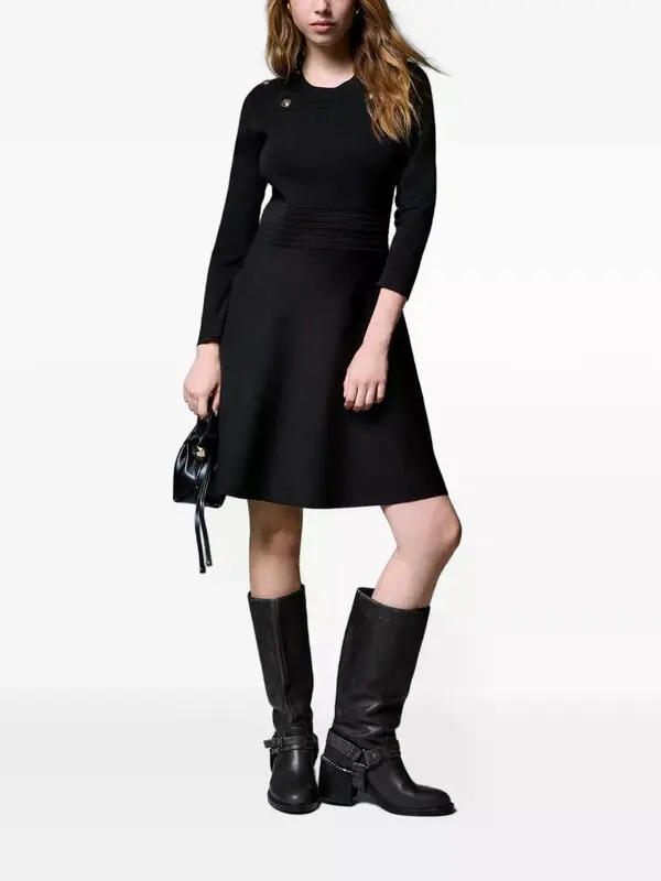 Liu Jo Knit Fit & Flare Dress With Golden Button Detail