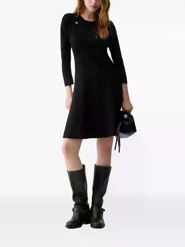 Liu Jo Knit Fit & Flare Dress With Golden Button Detail - Black