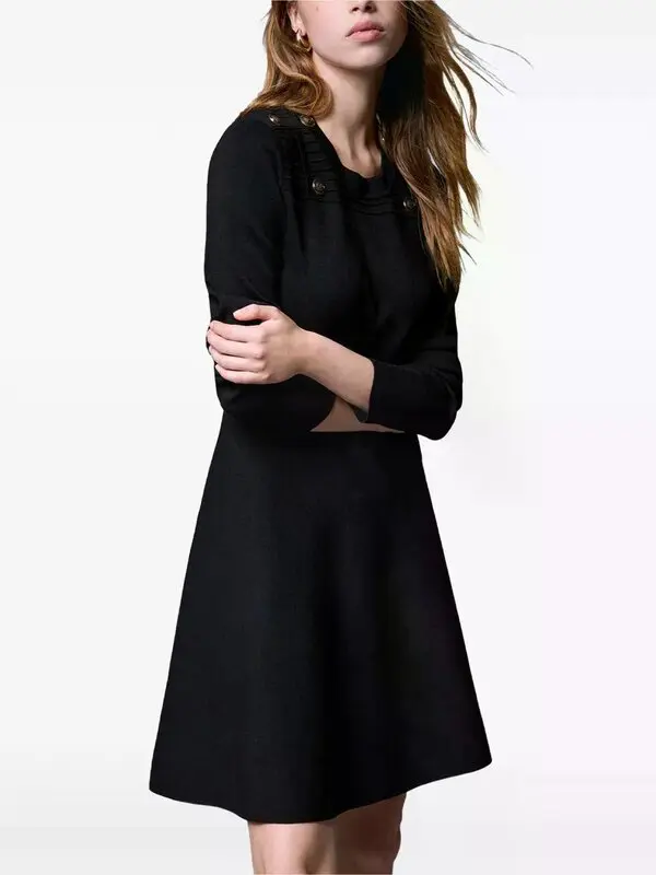 Liu Jo Knit Fit & Flare Dress With Golden Button Detail - Black