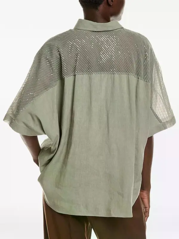 Brunello Cucinelli Sequin-embellished Sheer-panel Shirt
