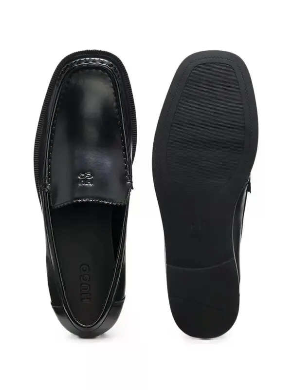 Hugo Leather Moccasins With Stacked Logo