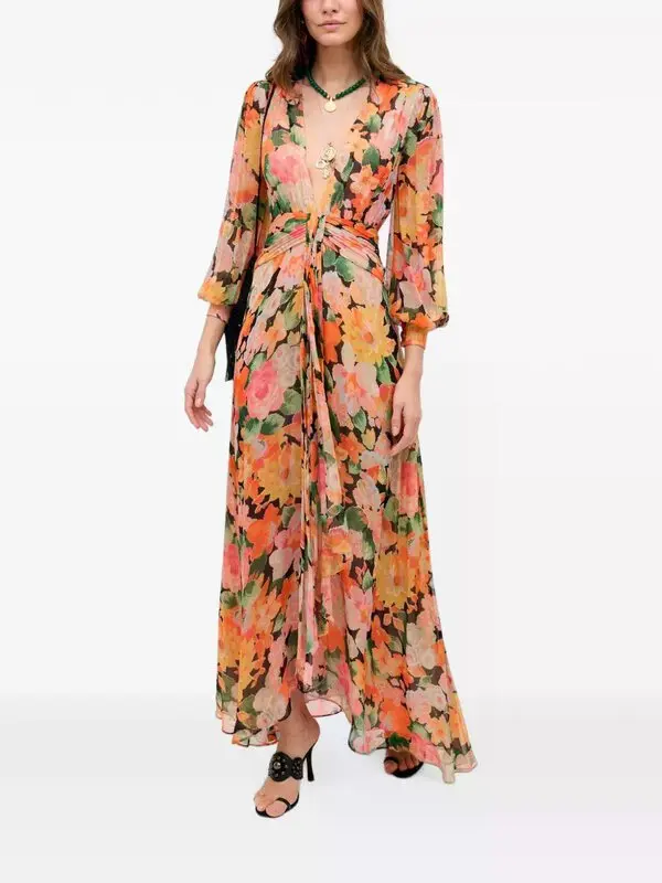 Rixo Floral-print Silk-chiffon Maxi Dress - Orange