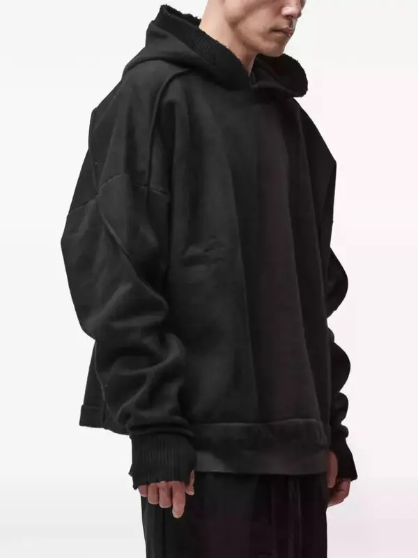 THOM KROM Panelled Hoodie With Raw-edge Detailing