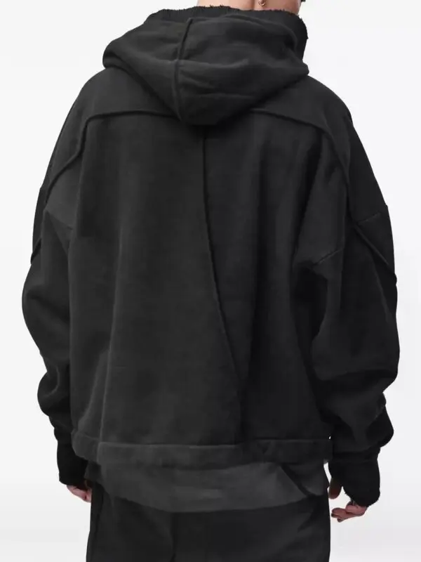 THOM KROM Panelled Hoodie With Raw-edge Detailing