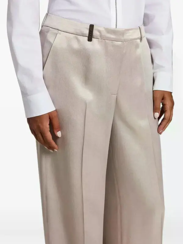 Peserico Satin-finish Wide-leg Trousers - Grey