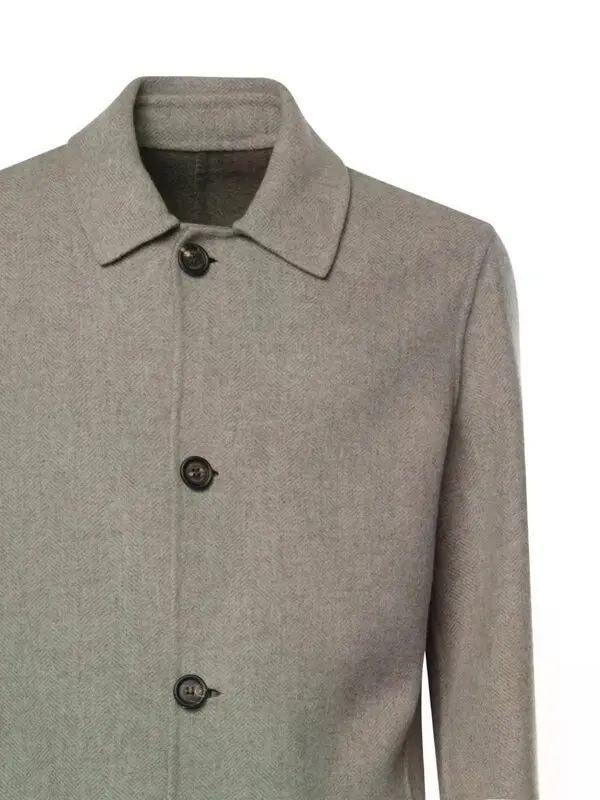 Eleventy Herringbone-pattern Single-breasted Coat
