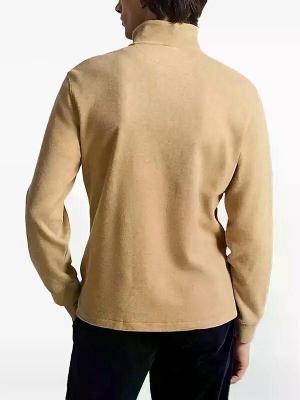 Polo Ralph Lauren Quarter-zip Logo-embroidered Sweater - Neutrals