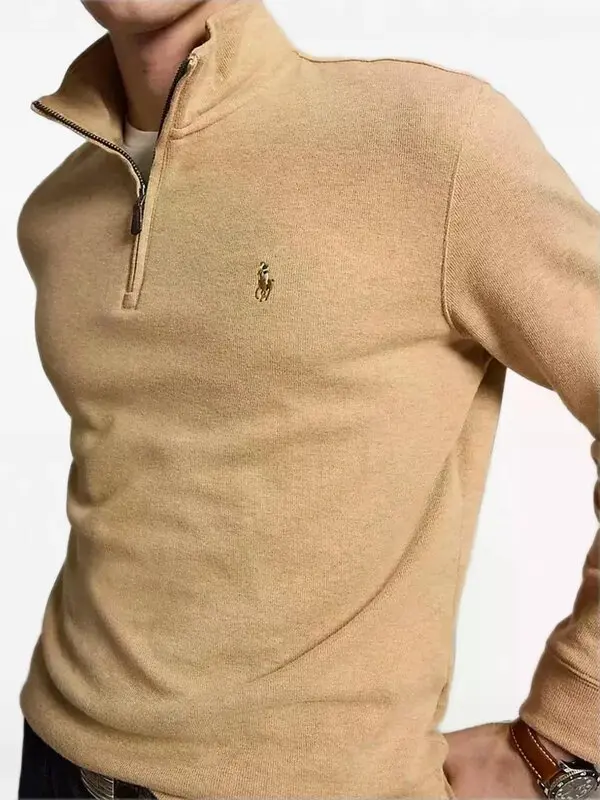 Polo Ralph Lauren Quarter-zip Logo-embroidered Sweater - Neutrals