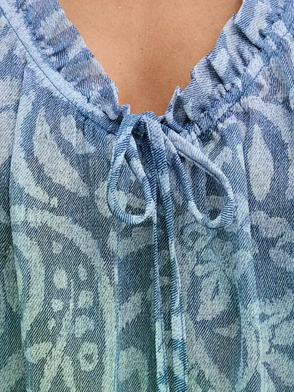 MORGAN Paisley Print Ruffle Trim Blouse