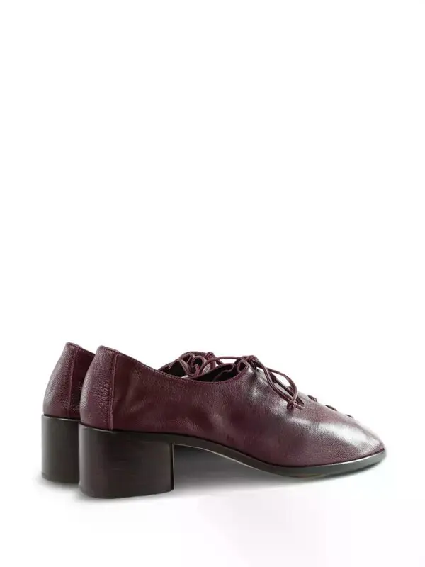 Hereu Burgundy Leather Lace-up Block Heel Pumps - Red
