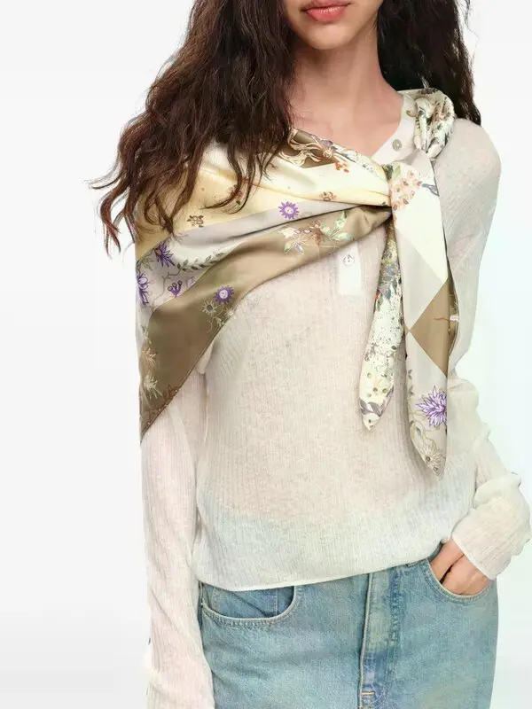 Bimba Y Lola Cream Romantic Flowers Patchwork Scarf
