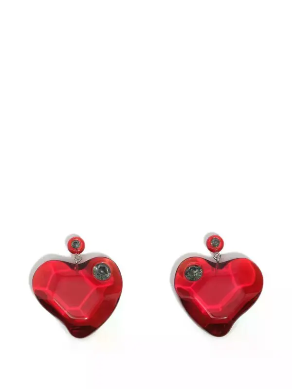 Bimba Y Lola Dark-red Resin Heart Earrings