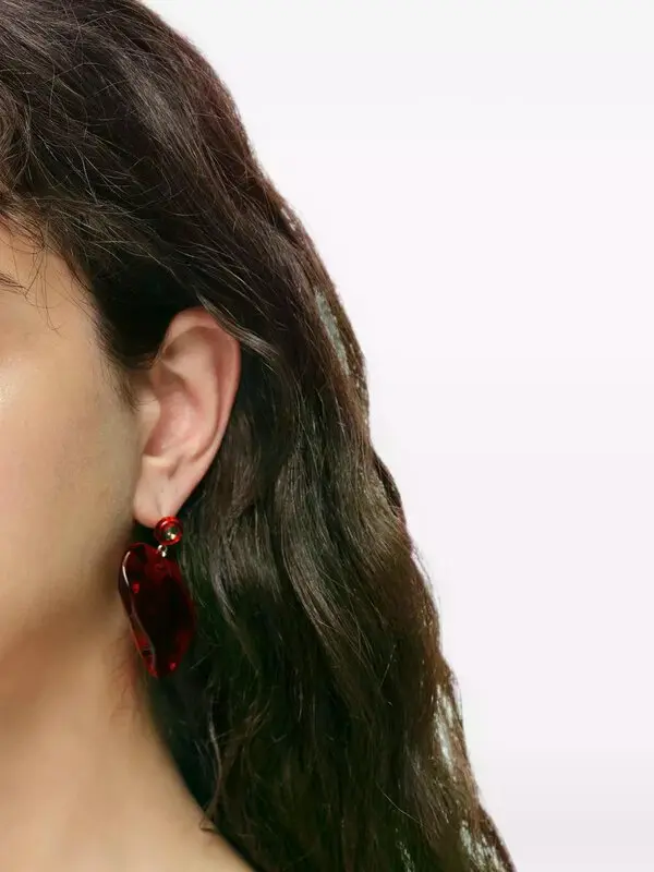 Bimba Y Lola Dark-red Resin Heart Earrings