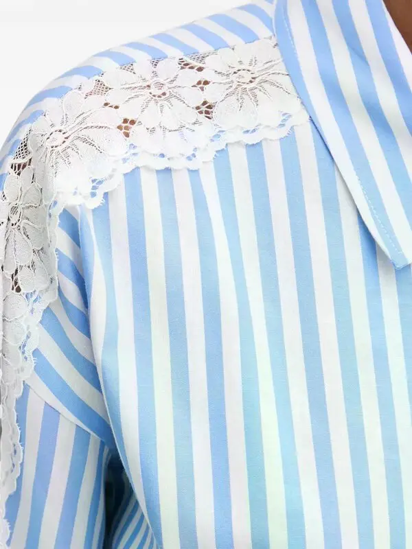 MORGAN Lace Trim Striped Shirt