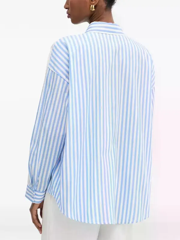 MORGAN Lace Trim Striped Shirt